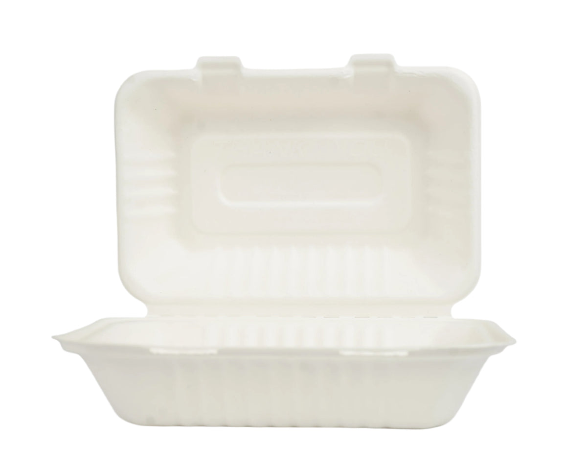 Clamshell Bamboo Take-Out Container - EcoChoice 9" x 6" x 3" – Sparrow ...